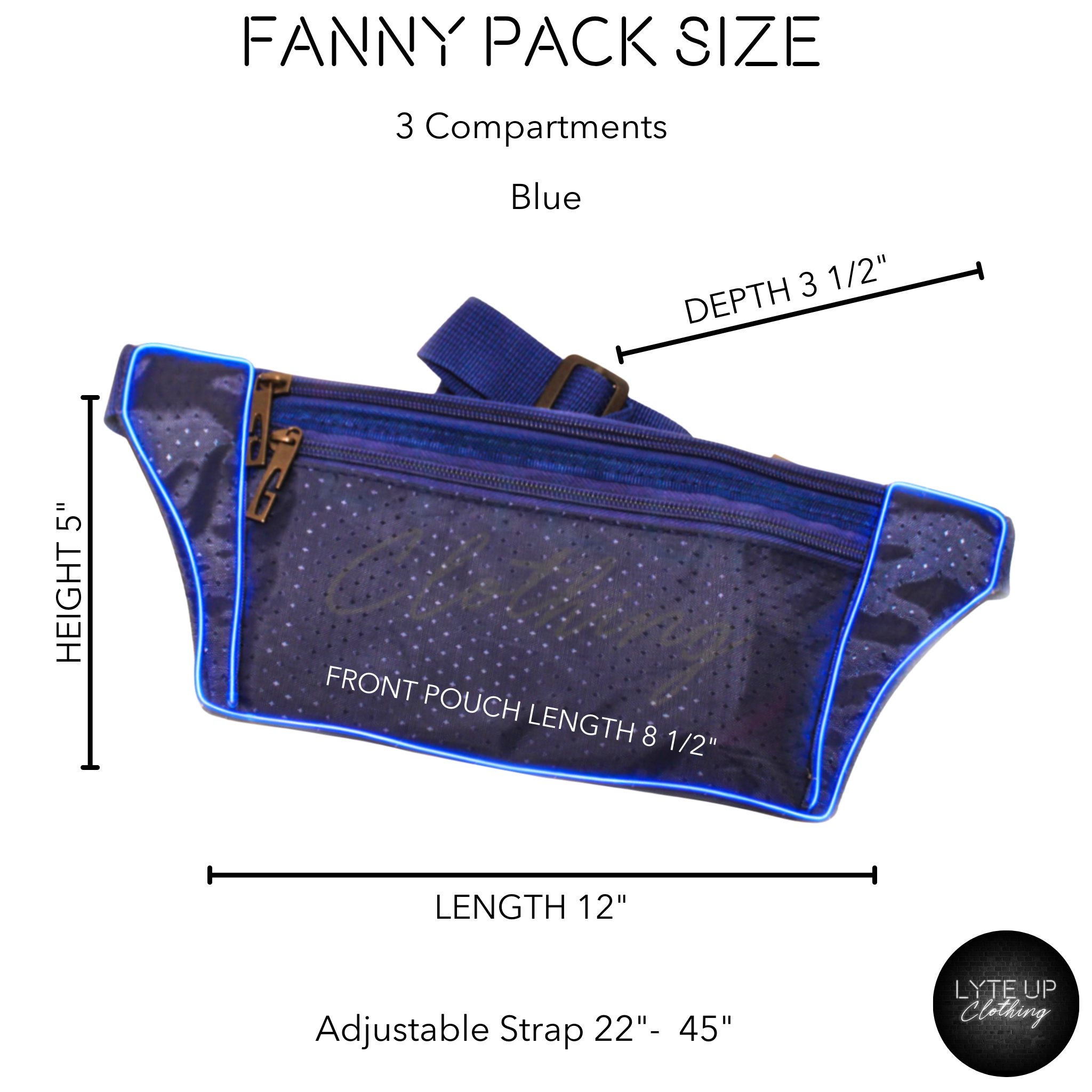 Light Up Navy Blue Fanny Pack – Lyte Up Clothing